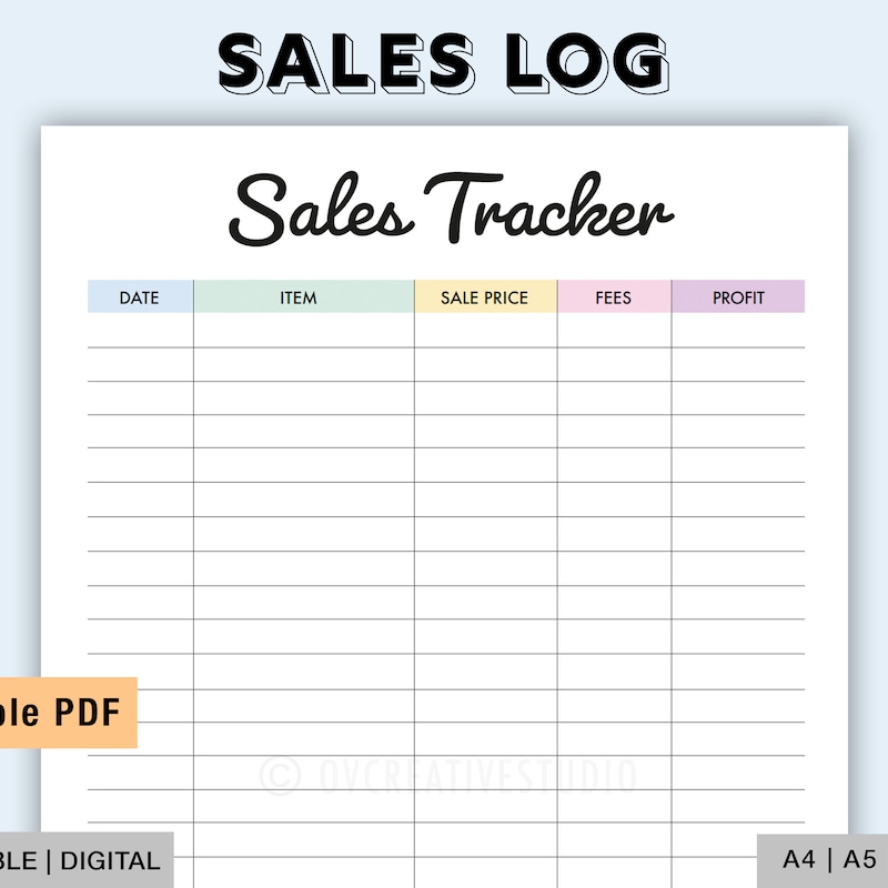 Printable Sales Log - Etsy