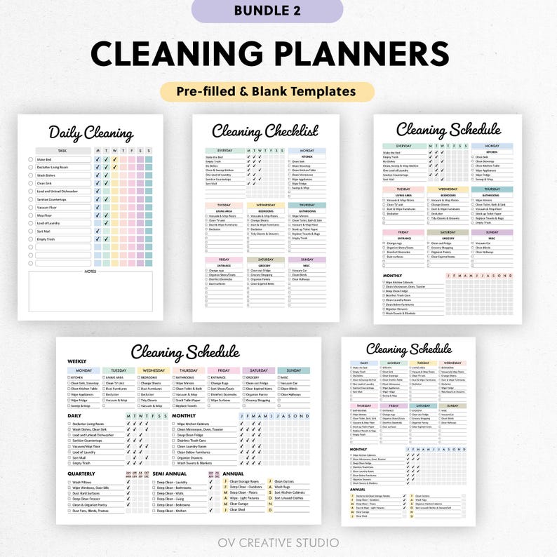 Editable Kids Chore Chart & Cleaning Schedule Bundle | Reward ...