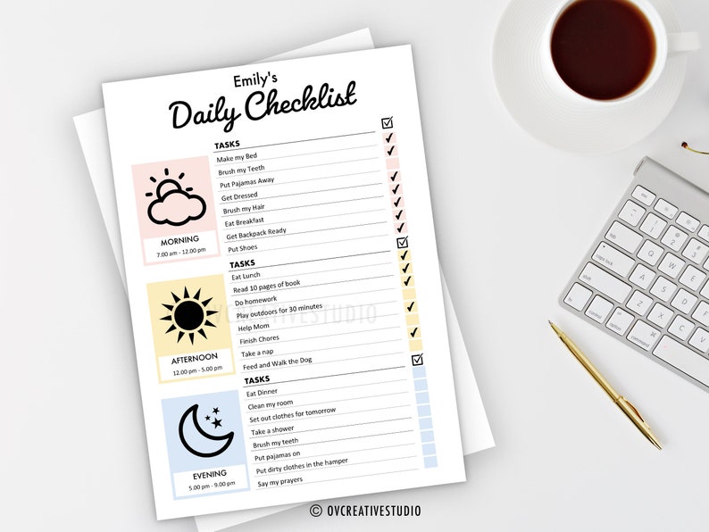Editable Daily Checklist for Kids Printable Kids - Etsy