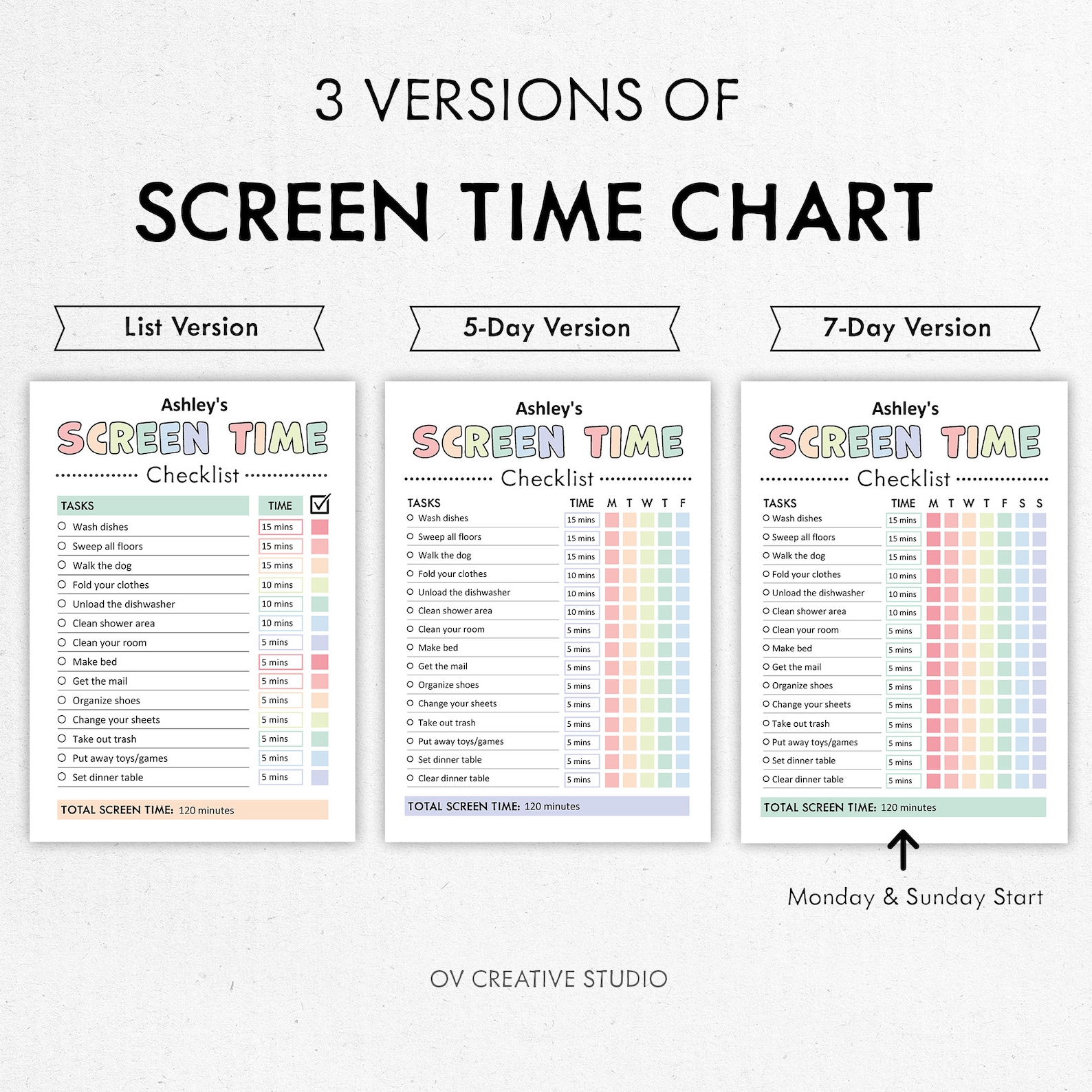 Editable Screen Time Chart, Printable Screen Reward Bucks, Reward Chart ...