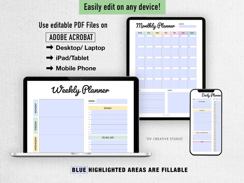 Editable Productivity Planner Bundle | Daily, Weekly, Monthly to Do ...