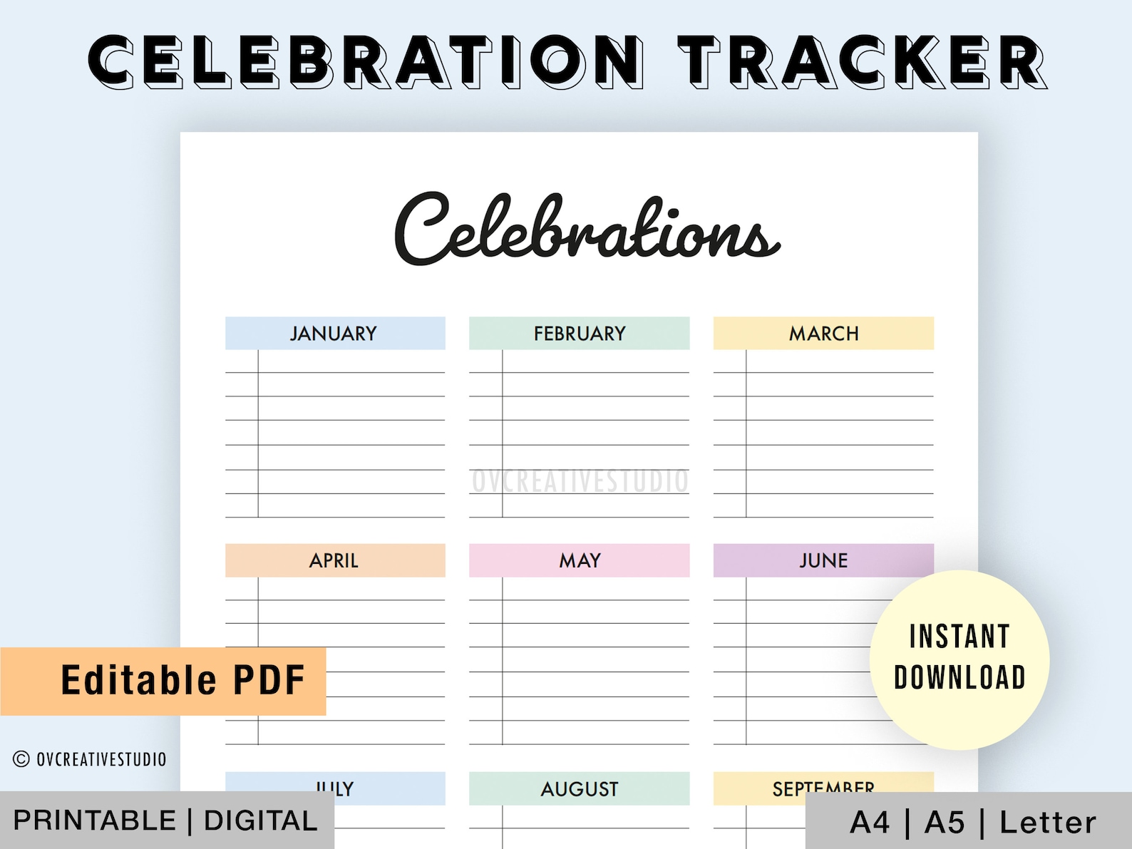 Editable Celebration Tracker Yearly Event Tracker - Etsy