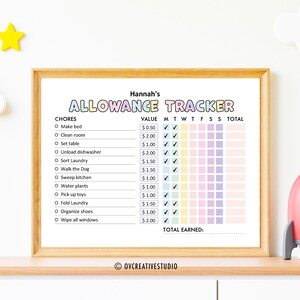 Editable Allowance Tracker Kids | Earn Money Chart | Daily Weekly ...
