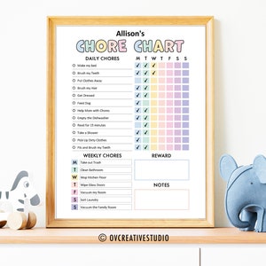 Editable Chore Chart for Kids | Printable | Kids Daily Weekly ...
