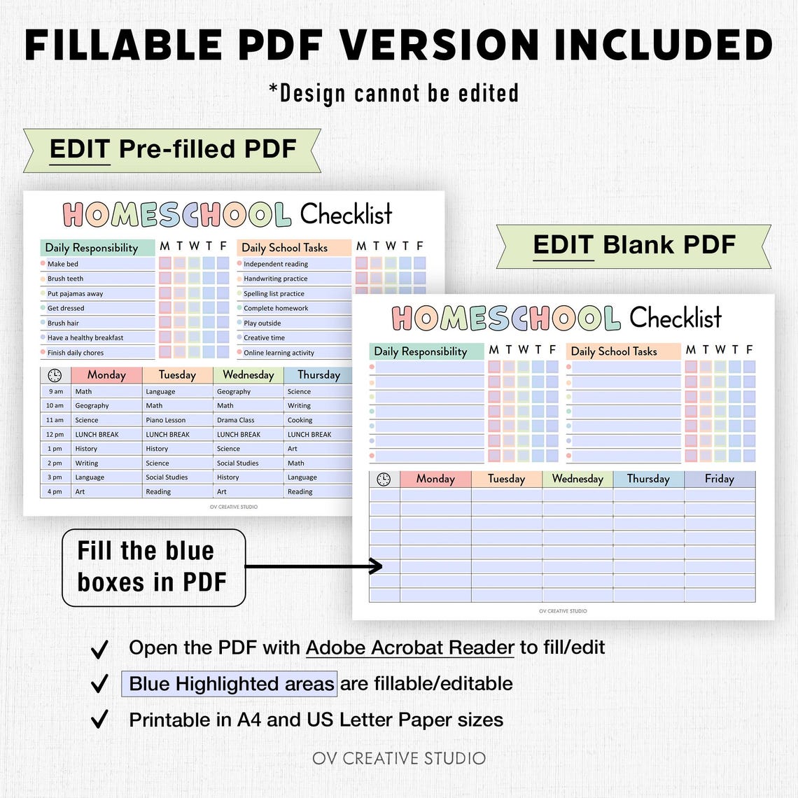 Editable Homeschool Checklist | Printable, Digital | Homeschool Planner ...