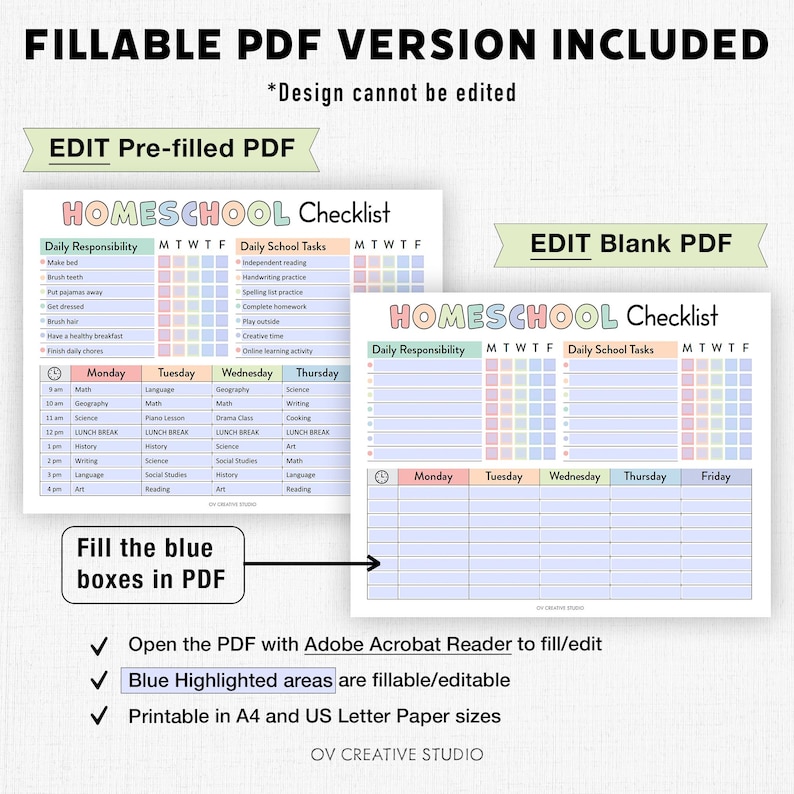 Editable Homeschool Checklist | Printable, Digital | Homeschool Planner ...