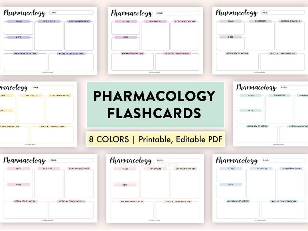 Pharmacology Template Printable PDF Nursing Student, Drug Card Template ...