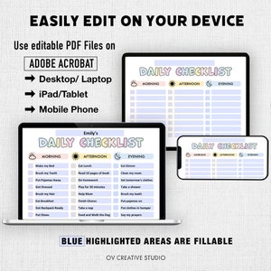 Editable Daily Checklist for Kids | Printable | Kids Responsibility ...