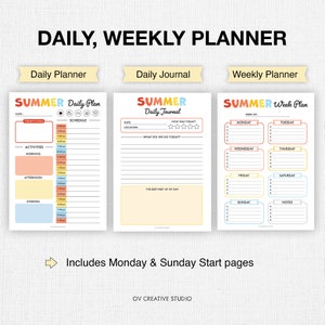 Editable Printable Summer Planner for Kids 2024 Summer Schedule, Chores ...