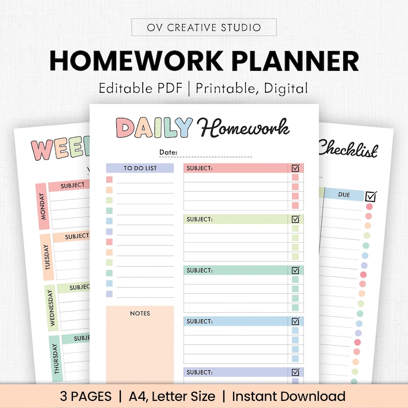 Teen Homework Planner - Etsy