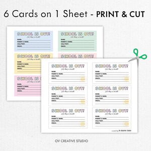 Editable Printable Summer Contact Cards, Kids Play Date Cards, Keep in ...