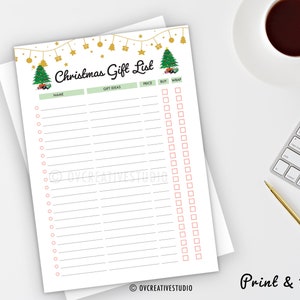 Christmas Gift List Printable | Fillable | Editable PDF | Christmas ...