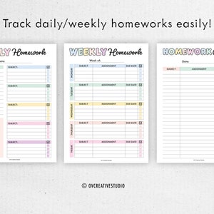 Editable Homework Planner | Printable, Digital | Student Planner ...
