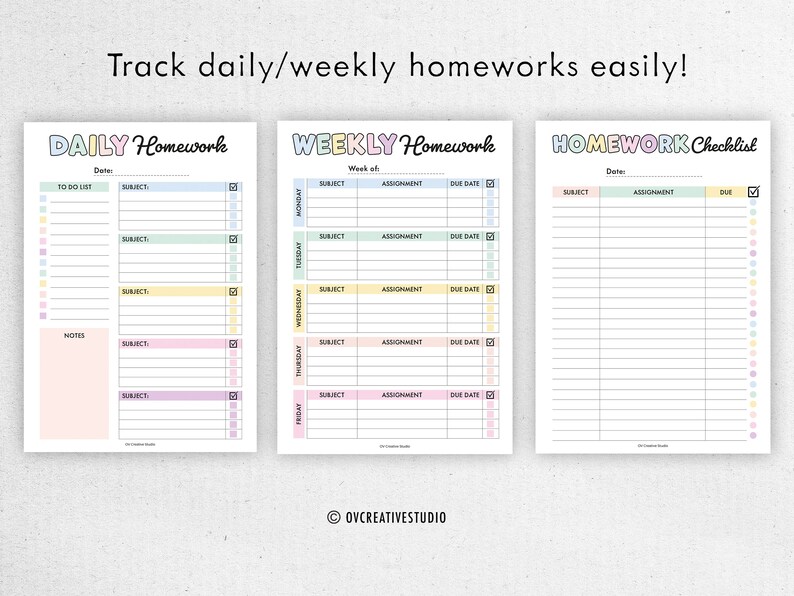Editable Homework Planner | Printable, Digital | Student Planner ...