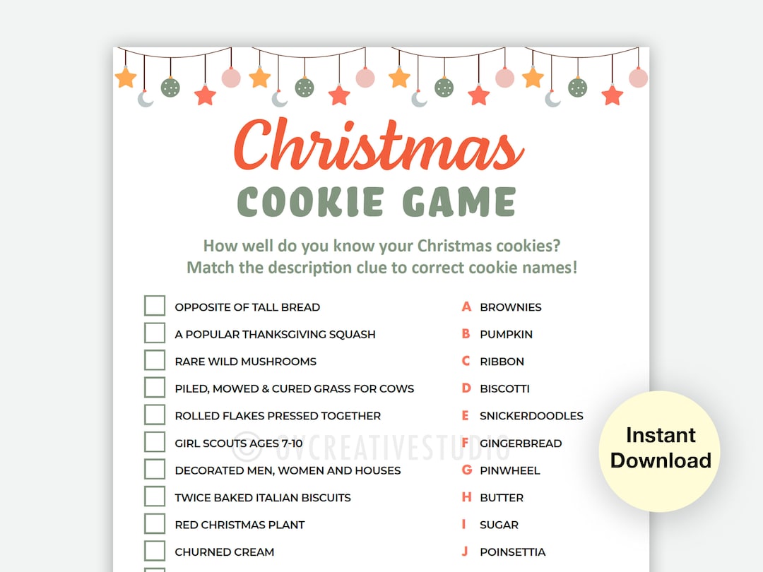 Christmas Cookie Quiz Game Printable | Christmas Family Activity | Kids ...