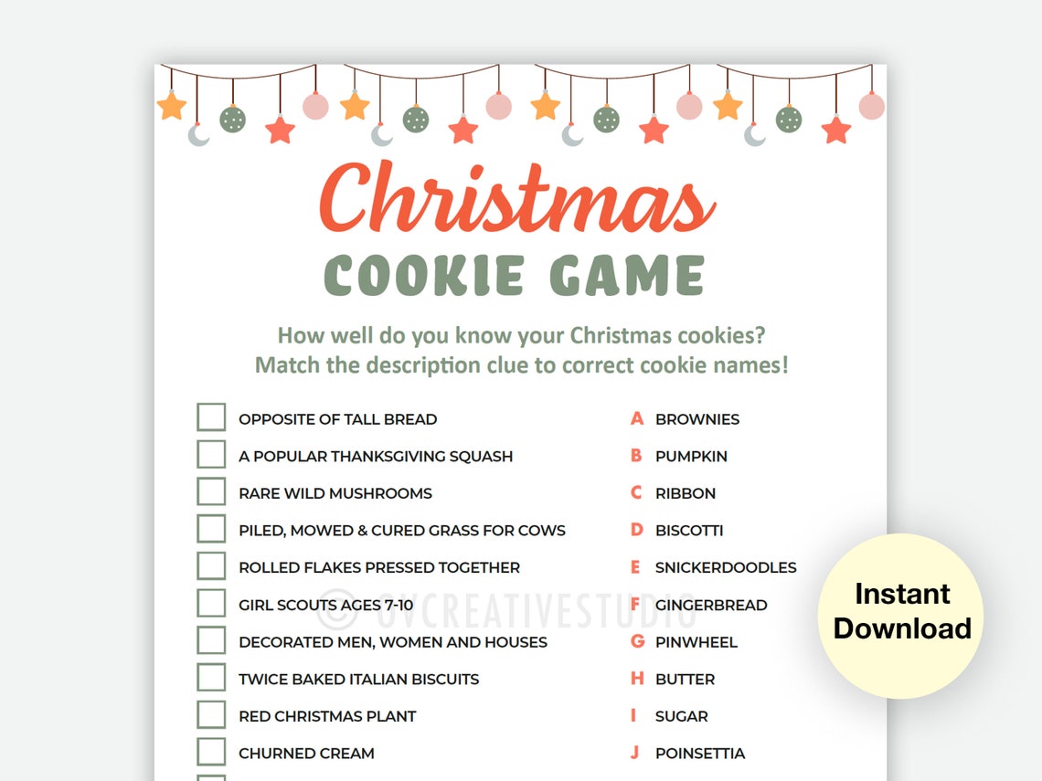 Christmas Cookie Quiz Game Printable Christmas Family - Etsy