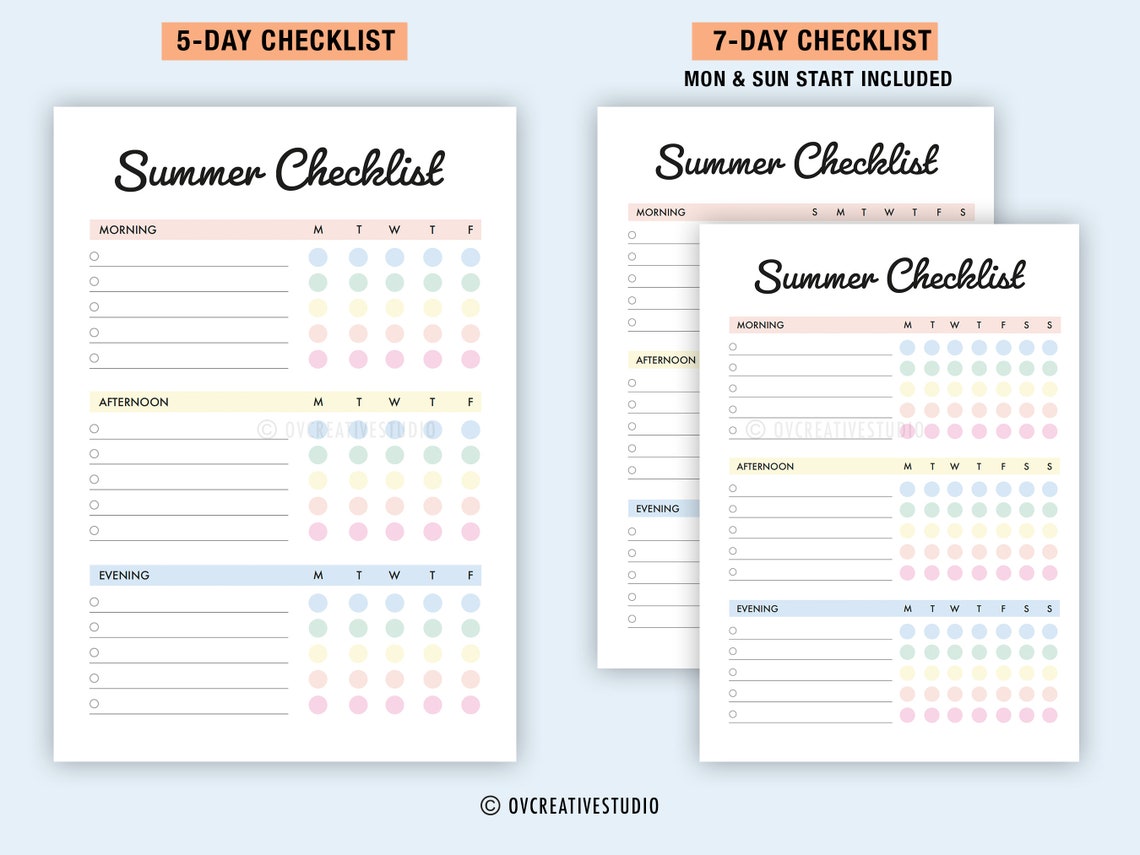 Editable Summer Checklist for Kids Printable Kids - Etsy