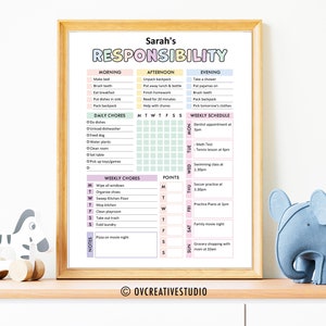 Editable Responsibility Chore Chart for Kids | Printable | Kids Daily ...