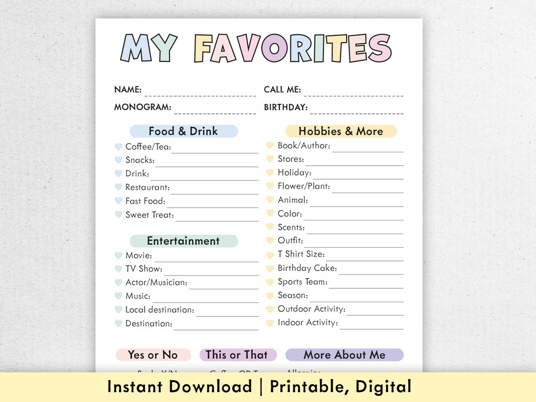All About Me | Printable, Digital | Get to Know Me, Employee Appreciation, Gift Exchange Team ...