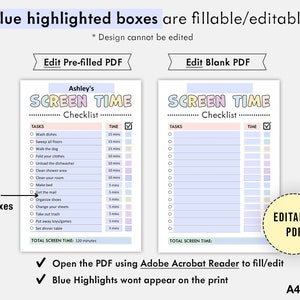 Editable Screen Time Chart Printable Screen Reward Bucks - Etsy UK