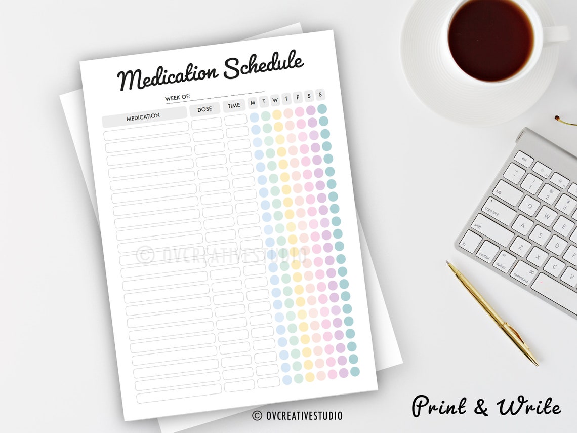 Editable Medication Schedule | Printable Medicine Intake Tracker ...