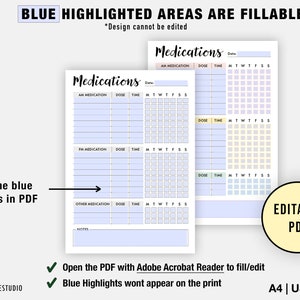 Editable Medication Schedule Printable Easy Medicine Chart Weekly ...