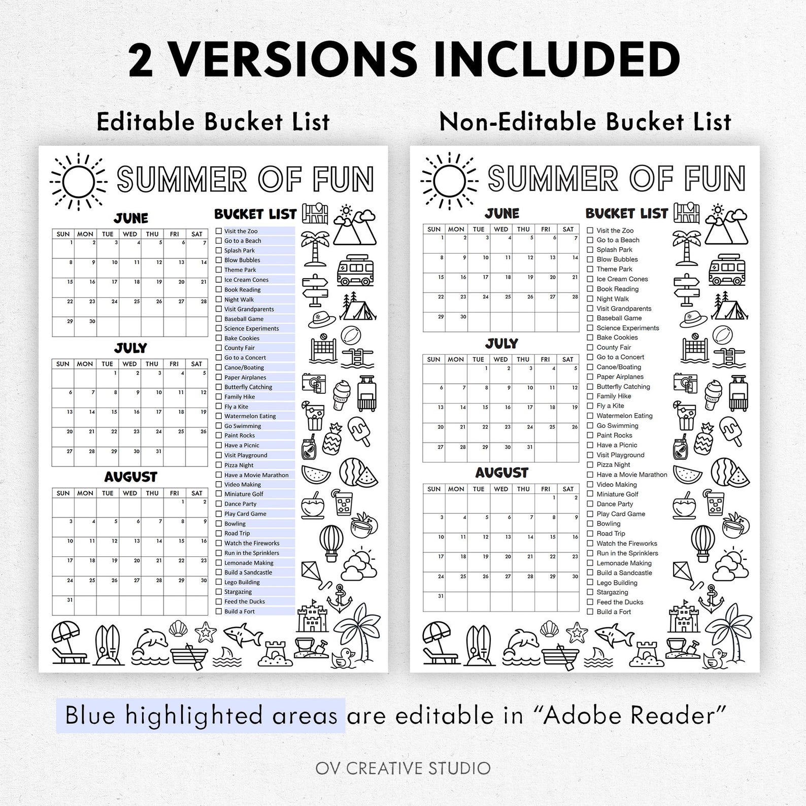 2025 Summer Coloring Calendar, Printable Kids Summer Planner, Summer ...