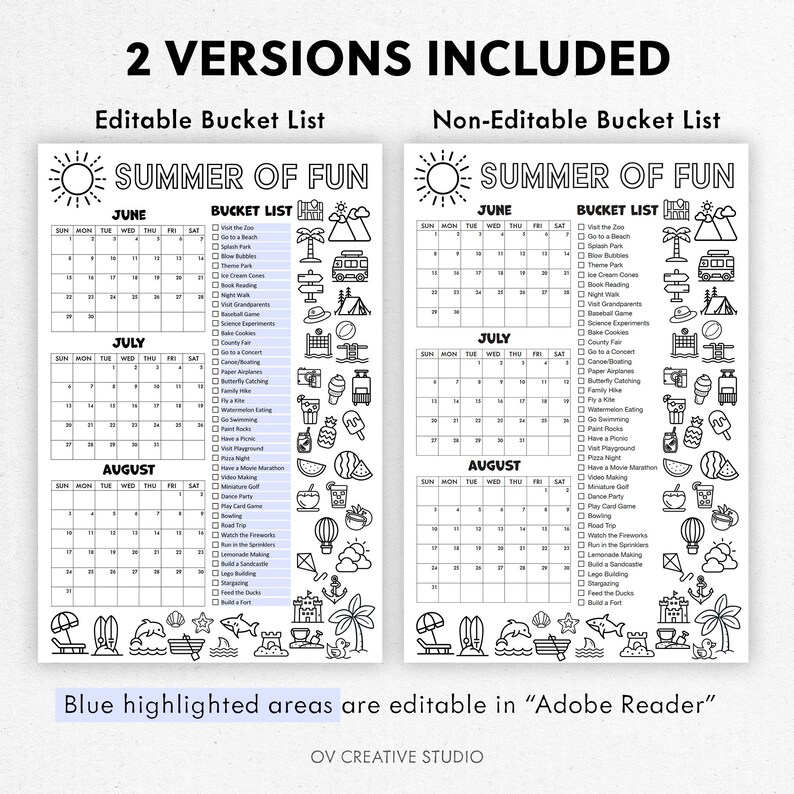 2025 Summer Coloring Calendar, Printable Kids Summer Planner, Summer ...