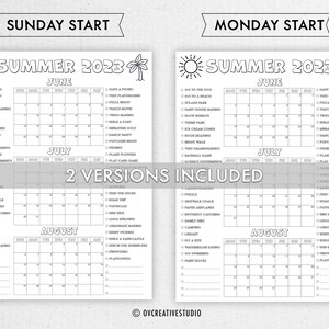 Summer Planner 2023 Kids Calendar Printable Summer Bucket - Etsy