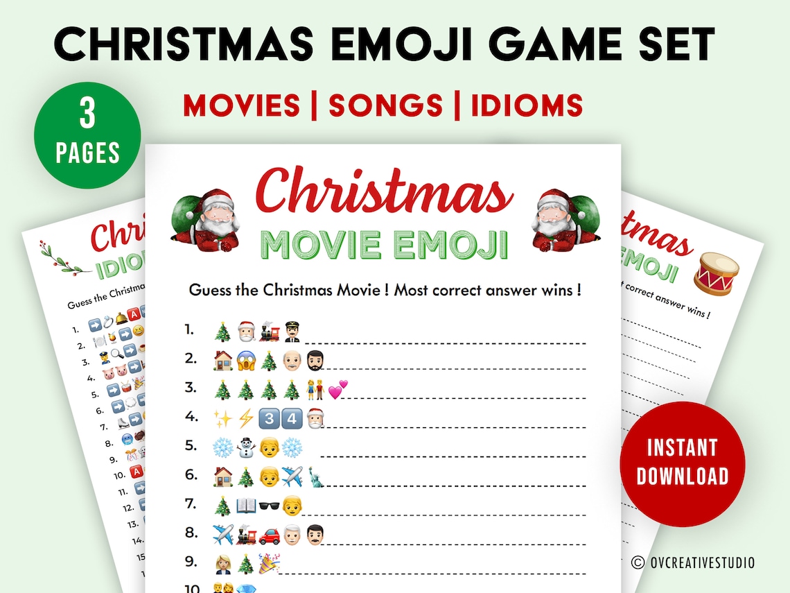 Christmas Emoji Pictionary Christmas Songs Movies Idioms - Etsy