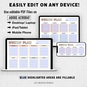 Editable Weekly Planner | Printable, Digital | Weekly Planner PDF ...