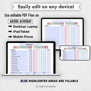 EDITABLE Allowance Tracker Kids | Earn Money Chart | Daily Weekly ...