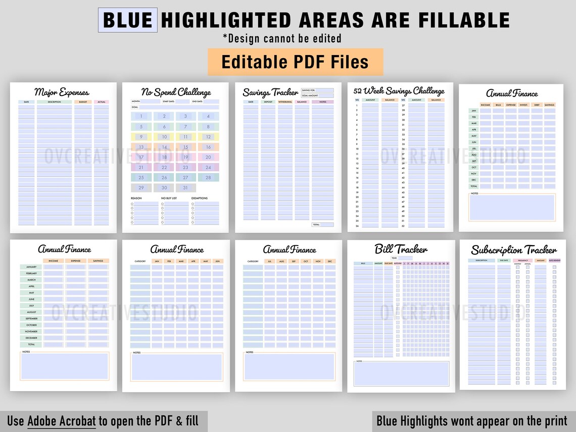 Editable Budget Tracker Set Printable Income Expense - Etsy