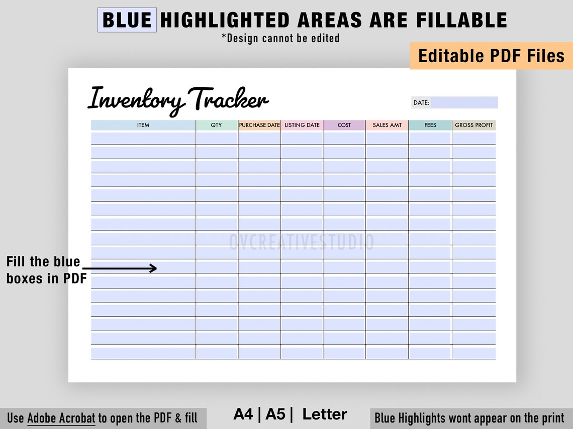 Editable Inventory Tracker Small Business Inventory - Etsy