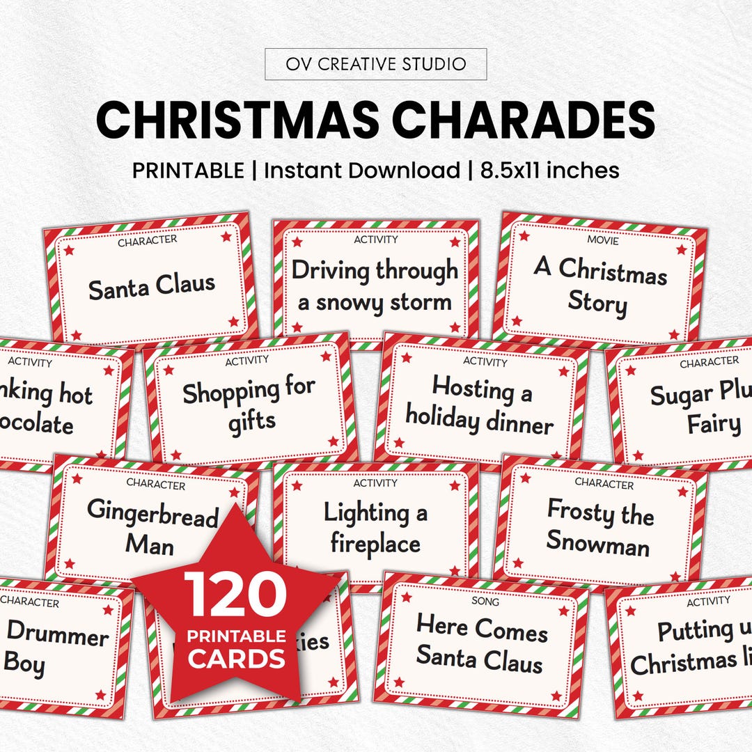 Christmas Charades | Printable Card Game, Office Work Holiday Party ...