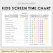 Editable Screen Time Chart Kids | Printable, Digital | Screen Time ...