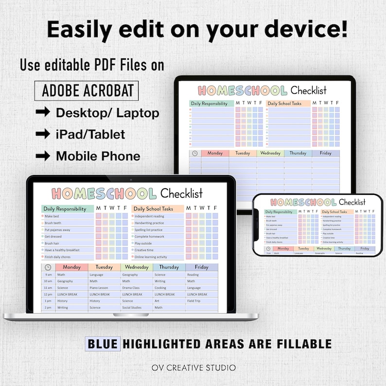 Editable Homeschool Checklist | Printable, Digital | Homeschool Planner ...
