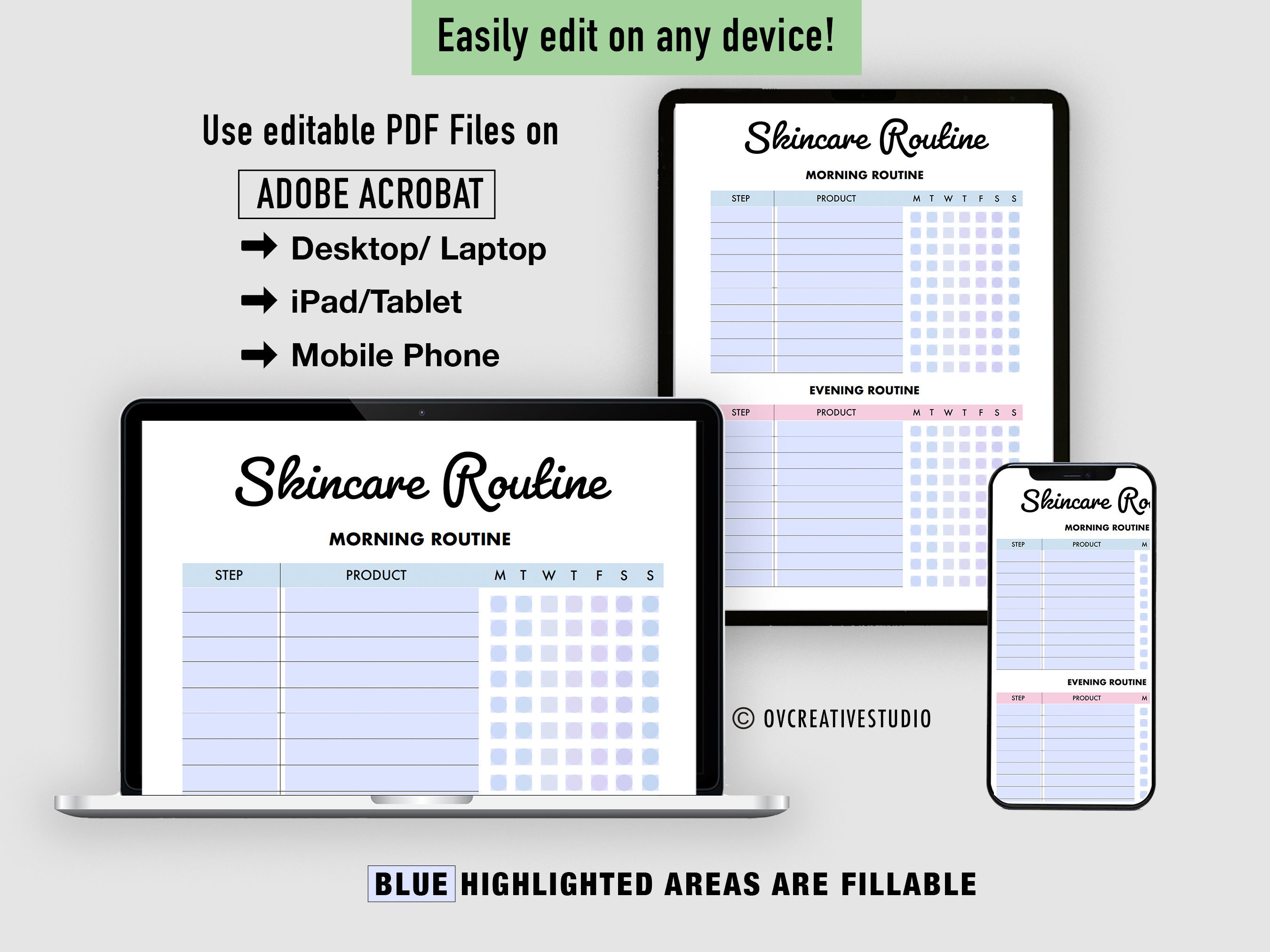 Editable Skincare Routine Printable Skincare Template | Etsy UK