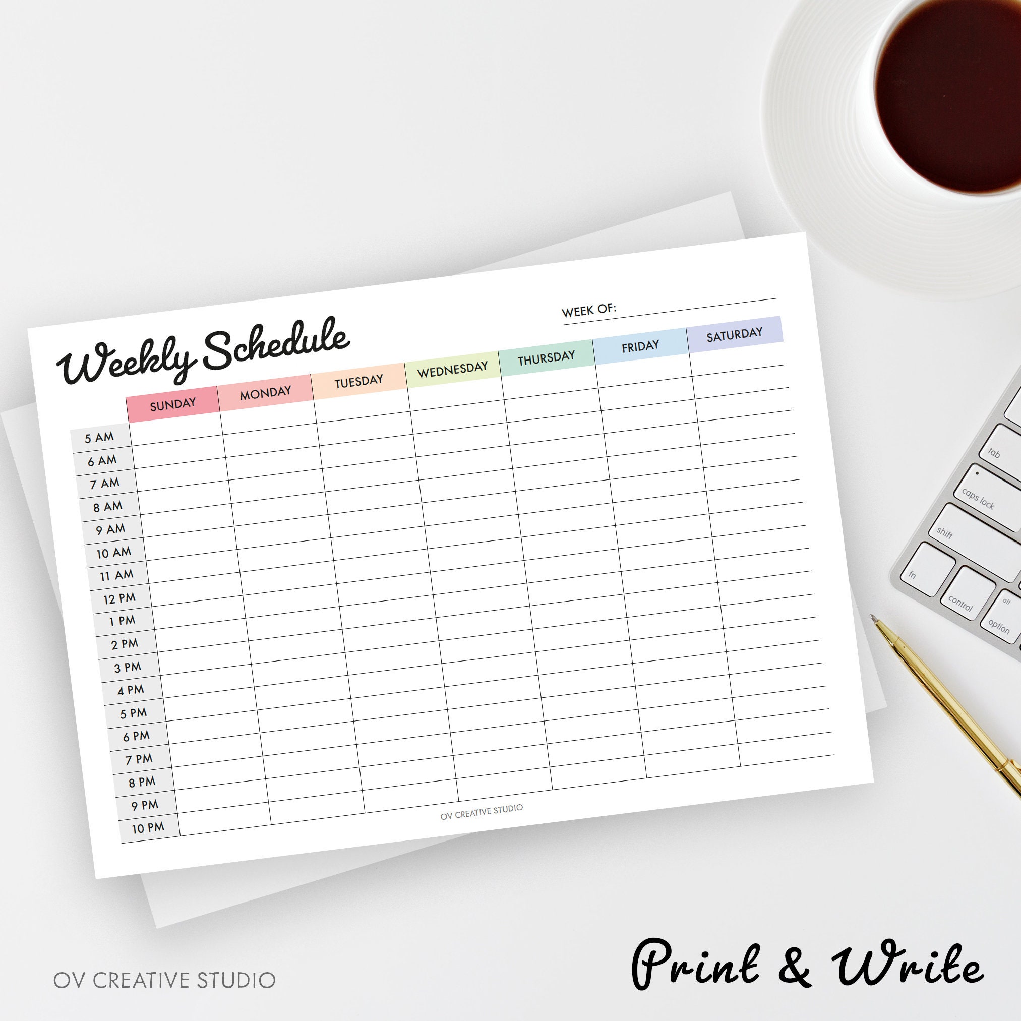 Editable Weekly Schedule | Printable, Digital | Weekly Planner PDF ...