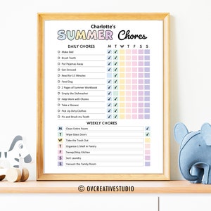 Editable Summer Chore Chart for Kids Printable Digital - Etsy
