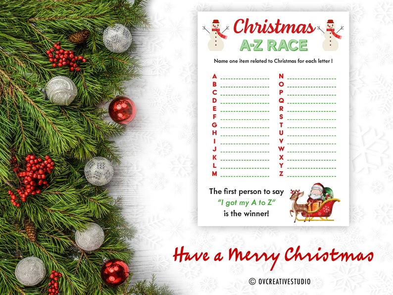 Christmas A - Z Race Game Printable | ABC Christmas Party Game ...