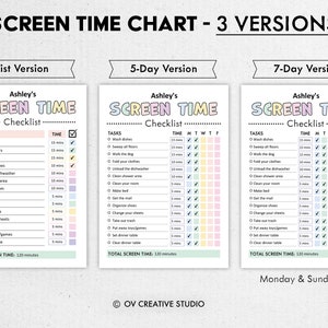 Editable Screen Time Chart Printable Screen Reward Bucks - Etsy UK