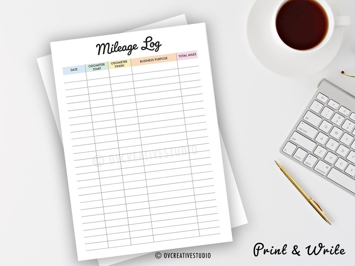 Editable Mileage Tracker | Mileage Log Printable | Digital | Business ...
