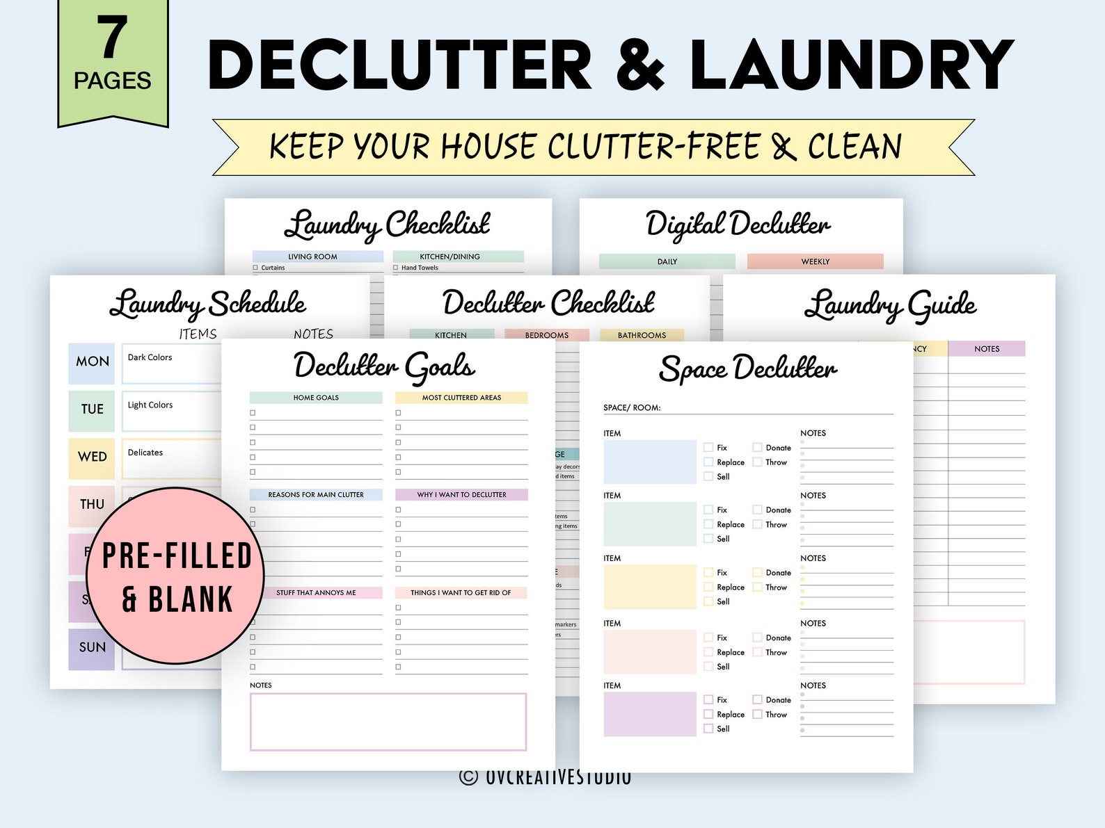 Editable ADHD Cleaning Planner Bundle, Printable, Weekly, Monthly ...