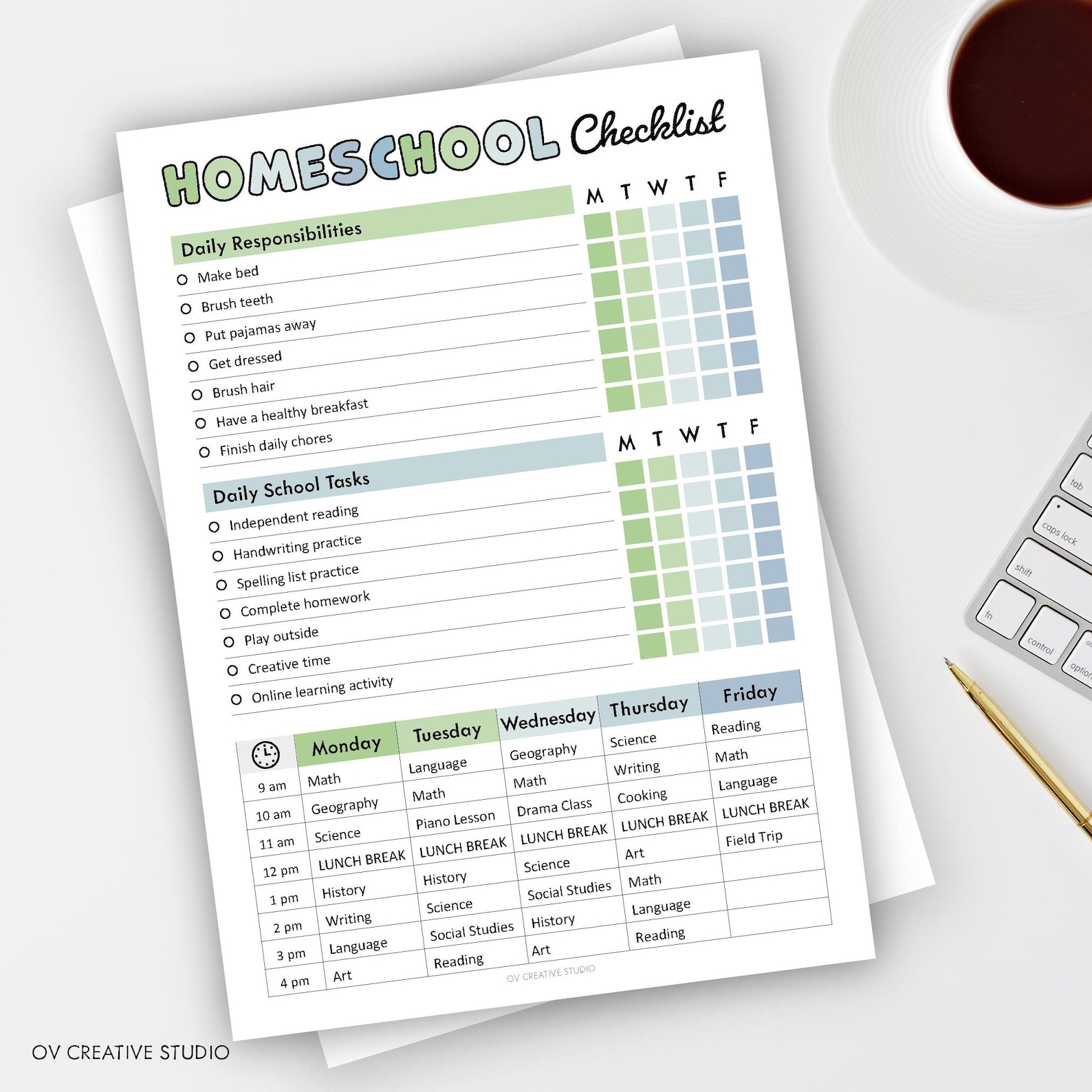 Editable Homeschool Checklist | Printable, Digital | Homeschool Planner ...