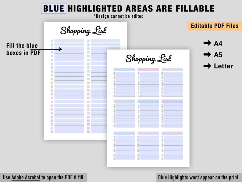 Editable Shopping List Printable Shopping Checklist - Etsy UK