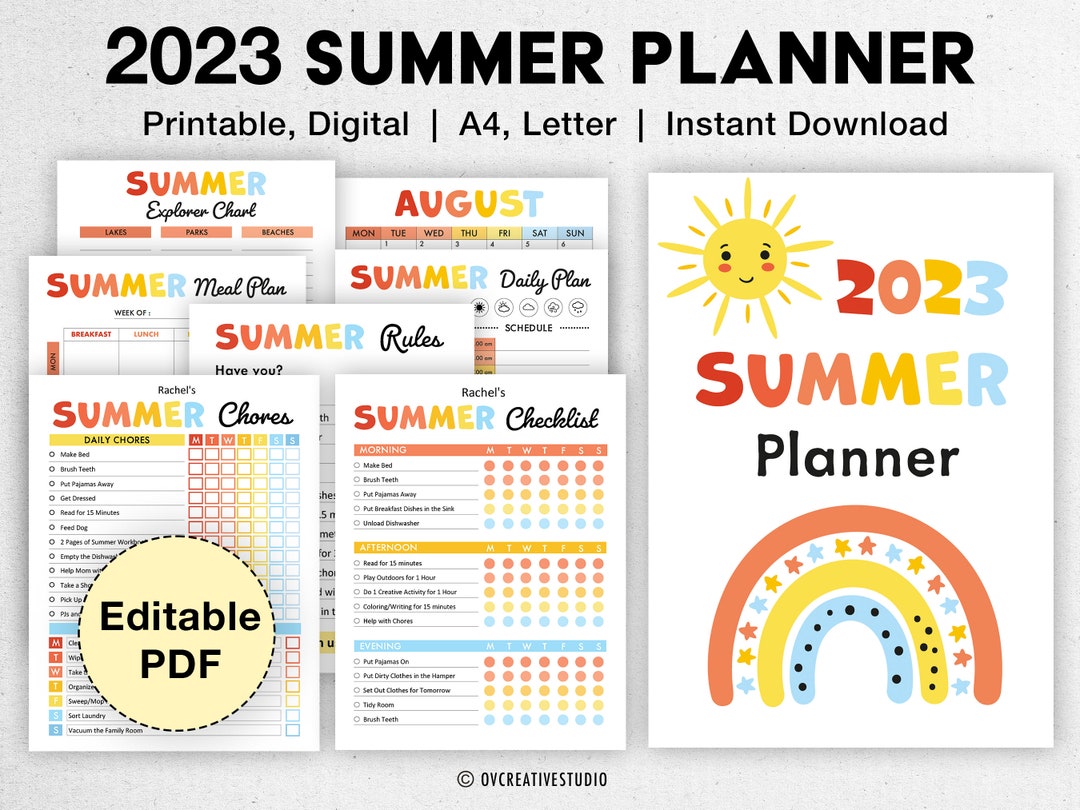 Editable Printable Summer Planner for Kids 2023 Summer - Etsy