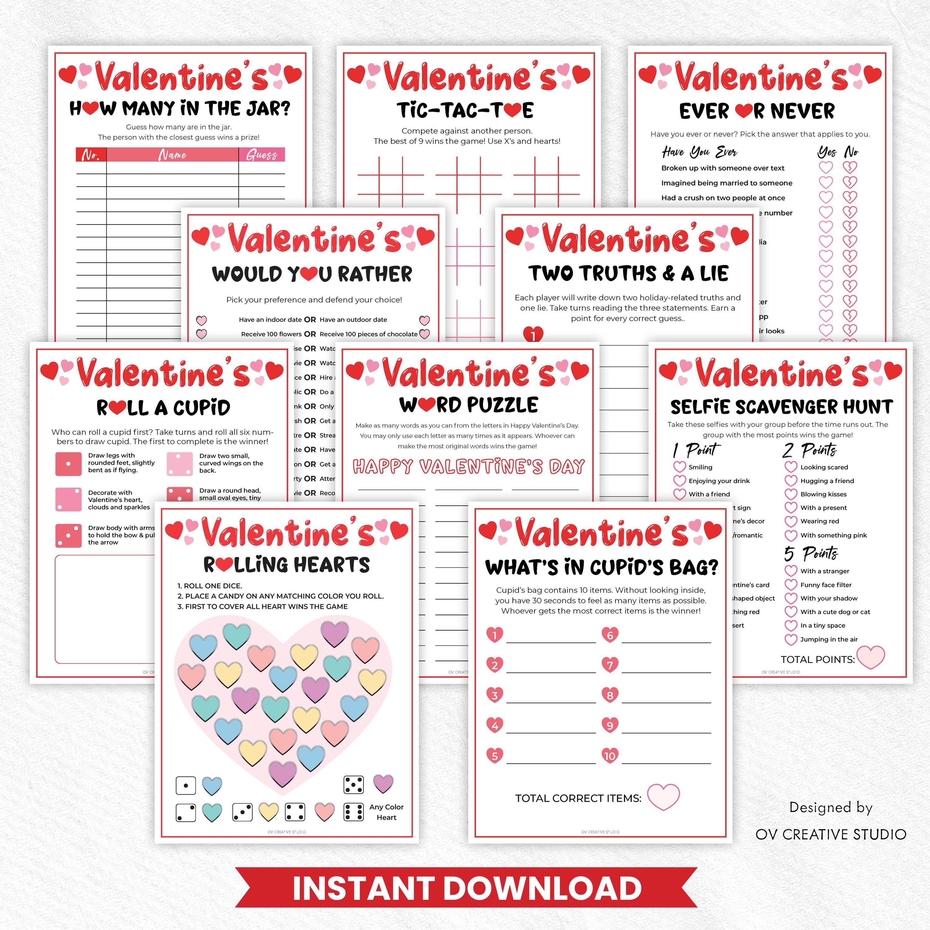 Valentines Day Printable Games | Valentines Party Games Bundle ...