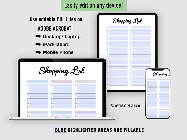 Editable Shopping List | Printable Shopping Checklist | Shopping List ...