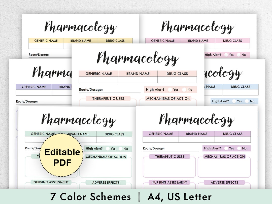 Pharmacology Template Printable PDF | Nursing Student, Drug Card ...